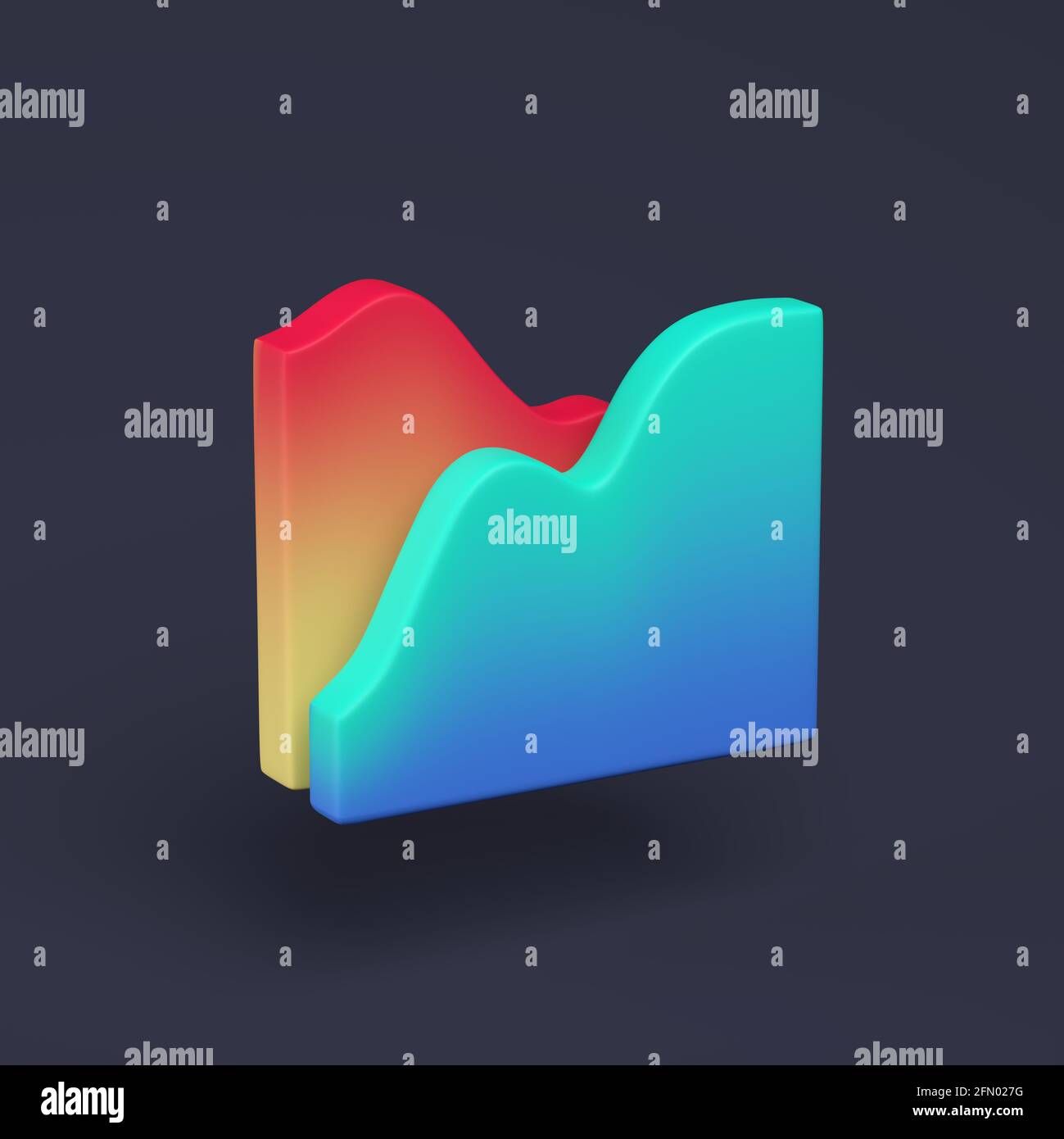 Simple wave diagram icon with colorful gradients 3D illustration on ...