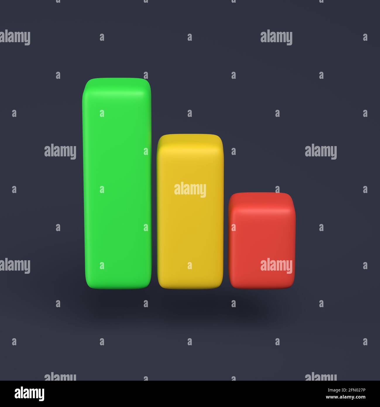 Simple graph icon with colorful rectangles 3D-illustration on pastel ...