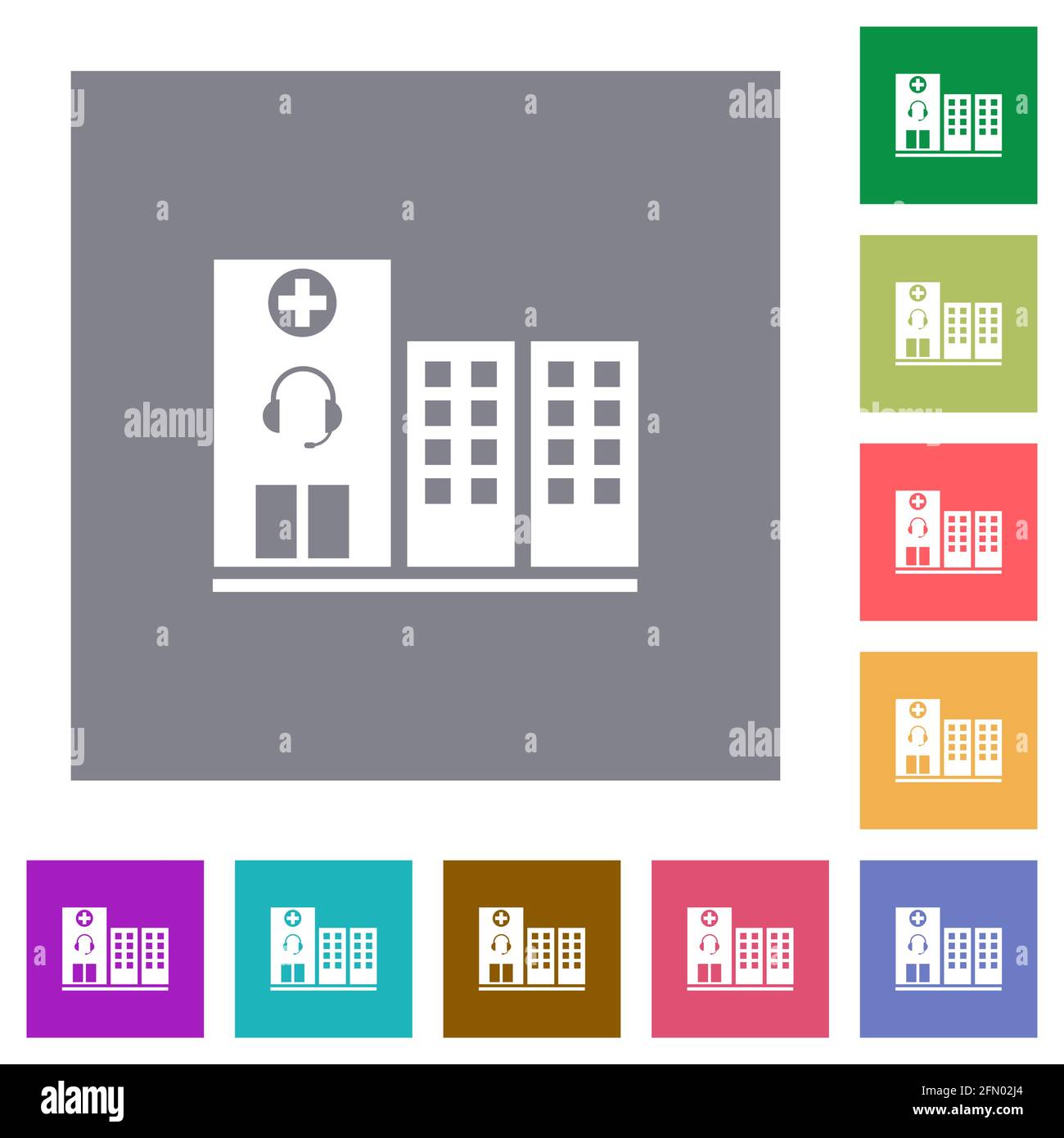 Medical assistance flat icons on simple color square backgrounds Stock ...