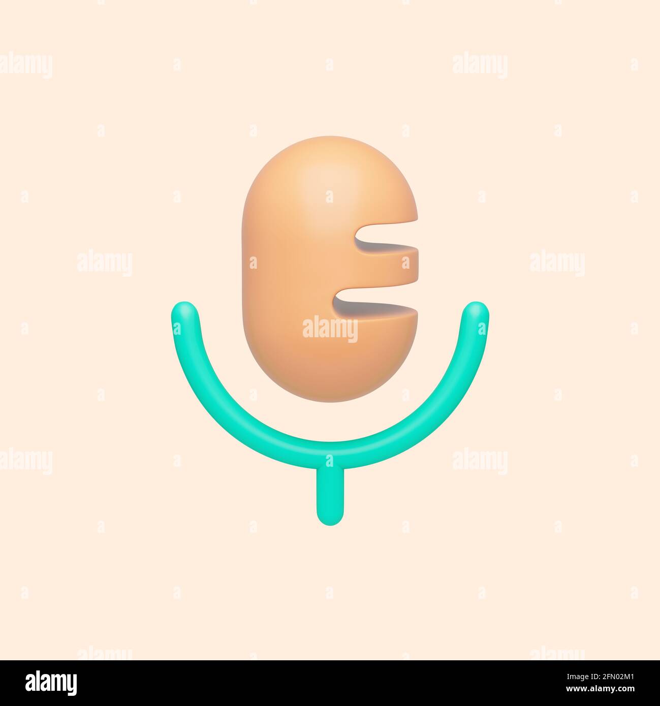 3d simple microphone icon on pastel light background. Hight quality ...