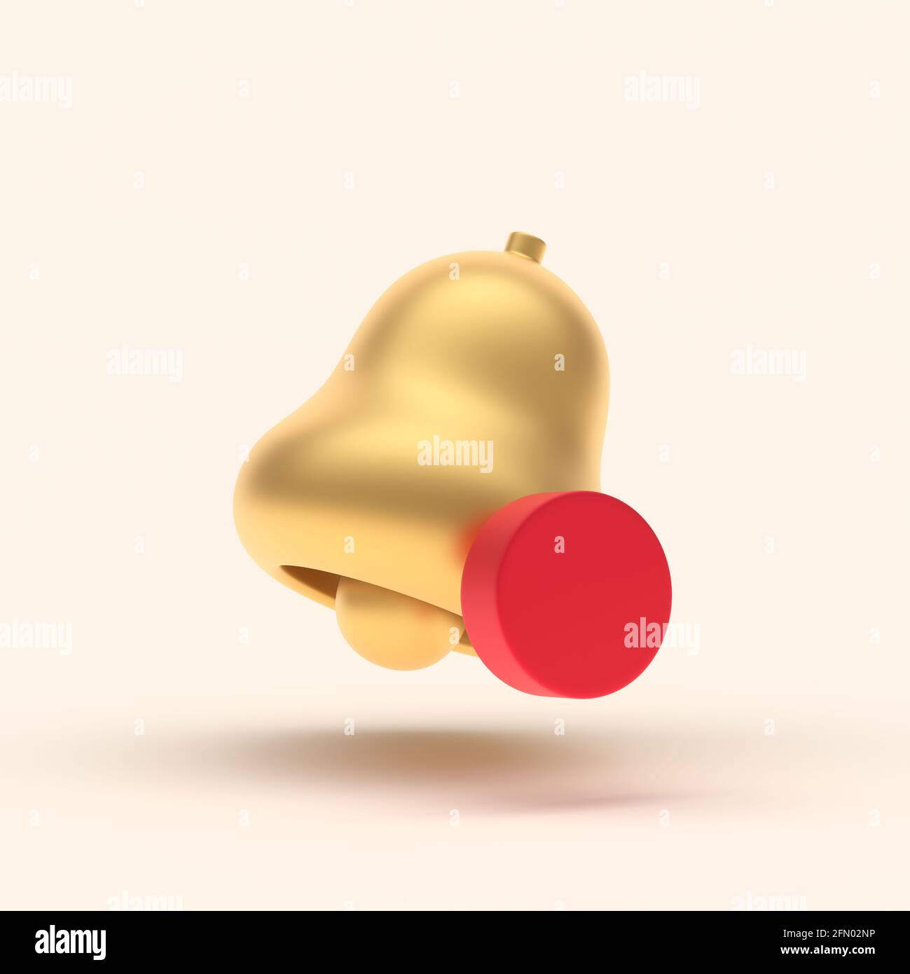3d simple gold notification bell with red circle isolated on pastel ...