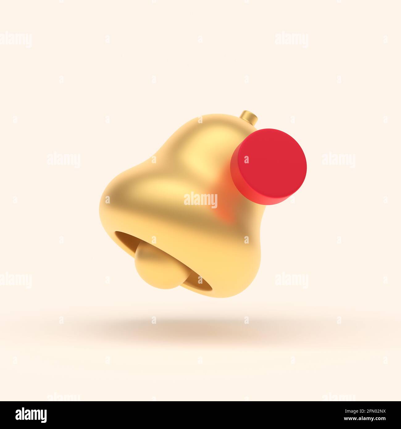 3d simple gold notification bell with red circle isolated on pastel ...