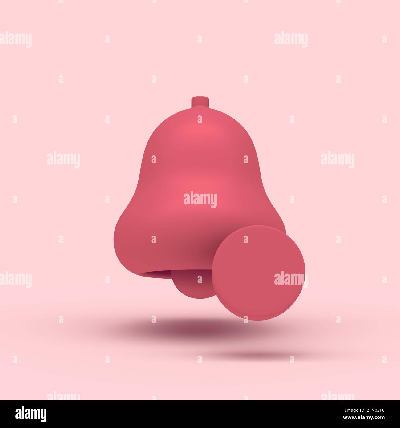 3d simple red notification bell with circle isolated on pastel ...