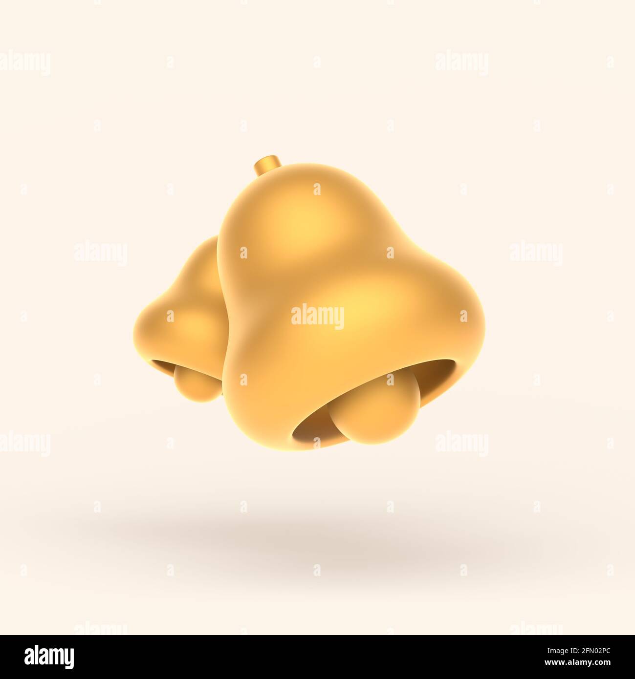 3d simple gold notification bells isolated on pastel background. Hight ...