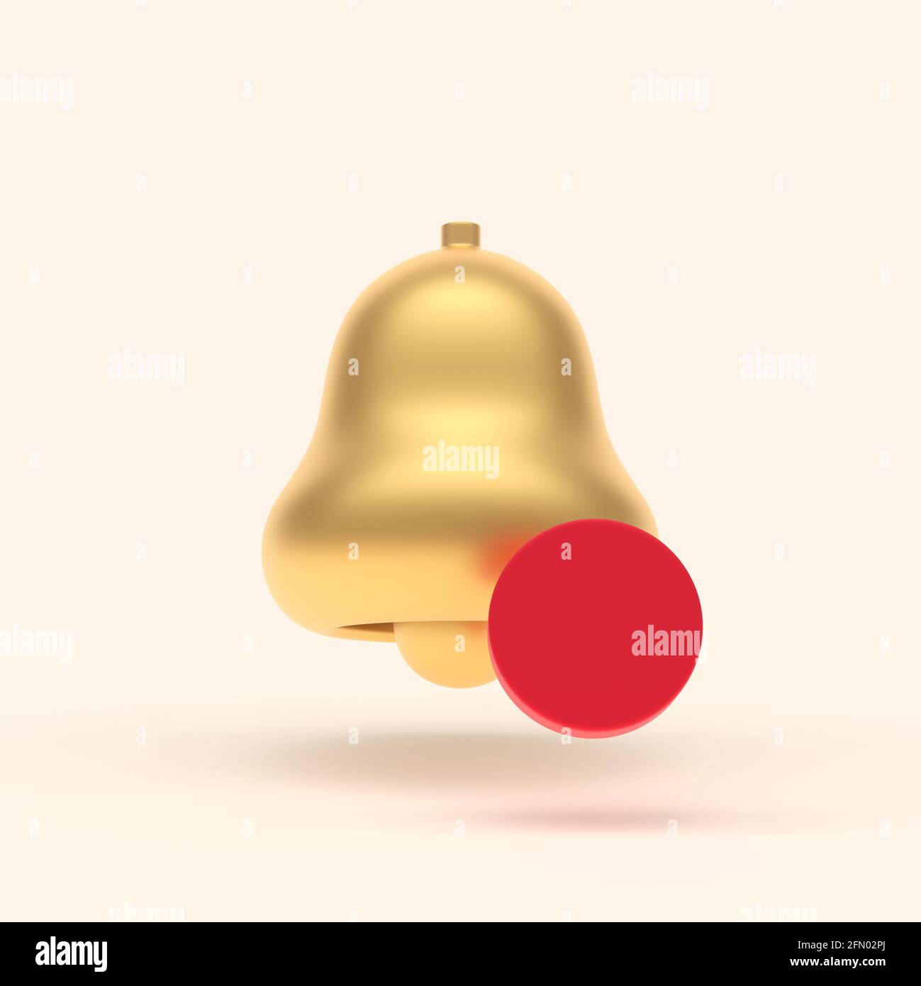 3d simple gold notification bell with red circle isolated on pastel ...