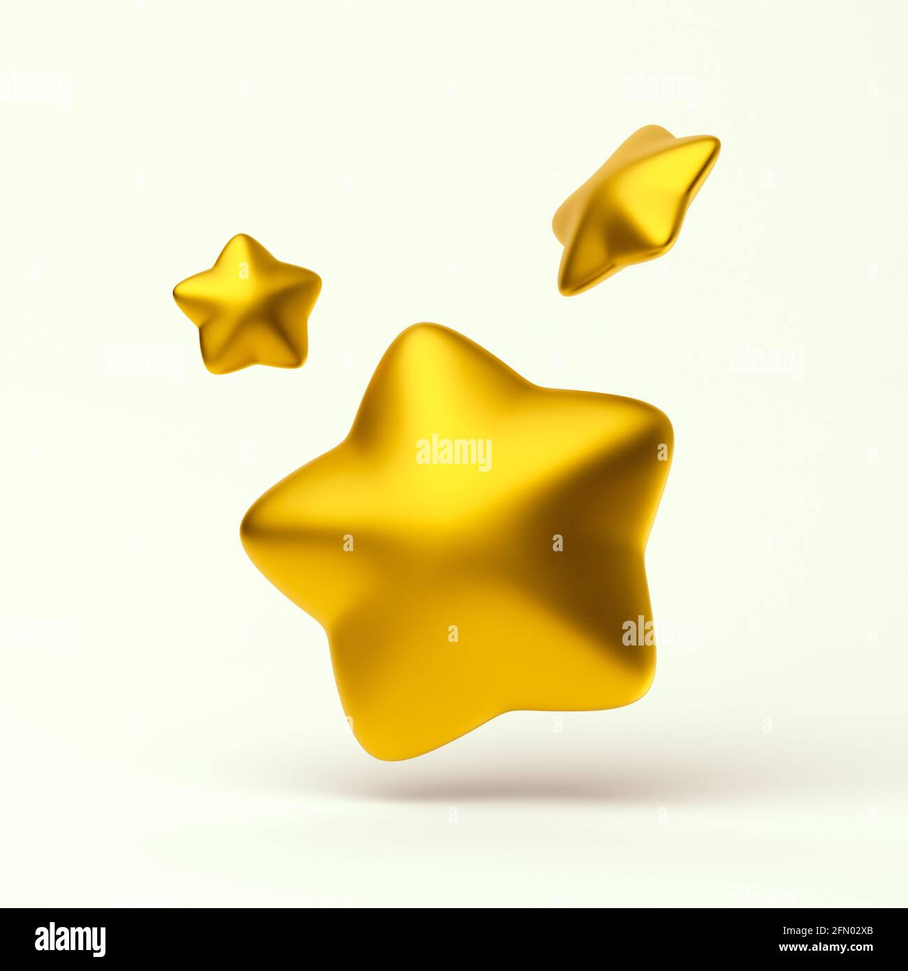 Rang stars simple gold icons 3d illustration on light pastel background ...