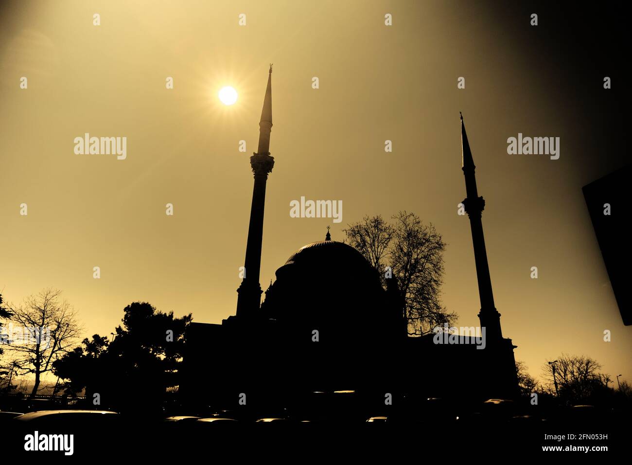 Baroque and old ancient ottoman architectural mosque of dolmabahce near ...