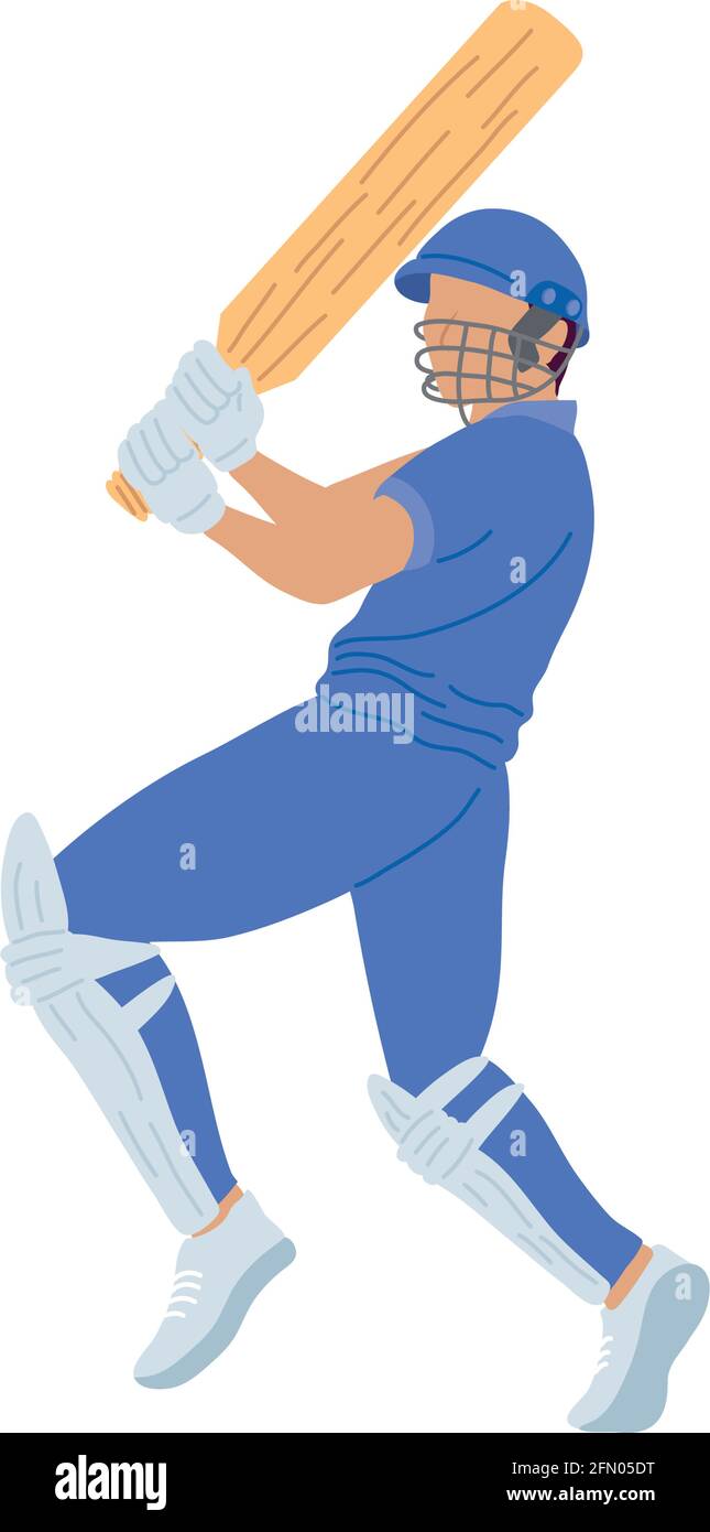blue cricket player batting character Stock Vector Image & Art - Alamy