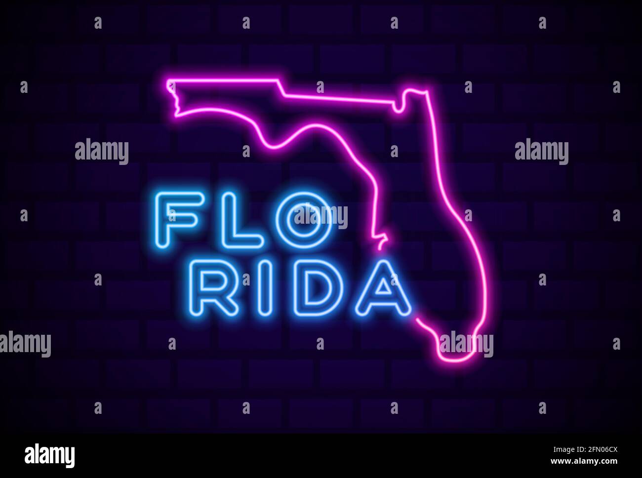 florida US state glowing neon lamp sign Realistic vector illustration ...