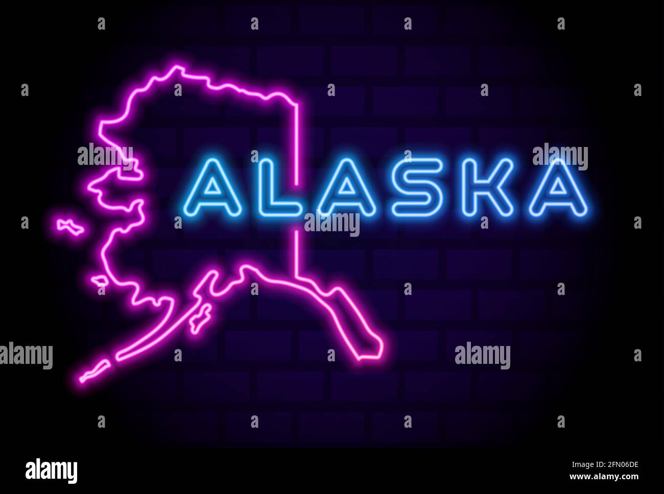 alaska US state glowing neon lamp sign Realistic vector illustration ...