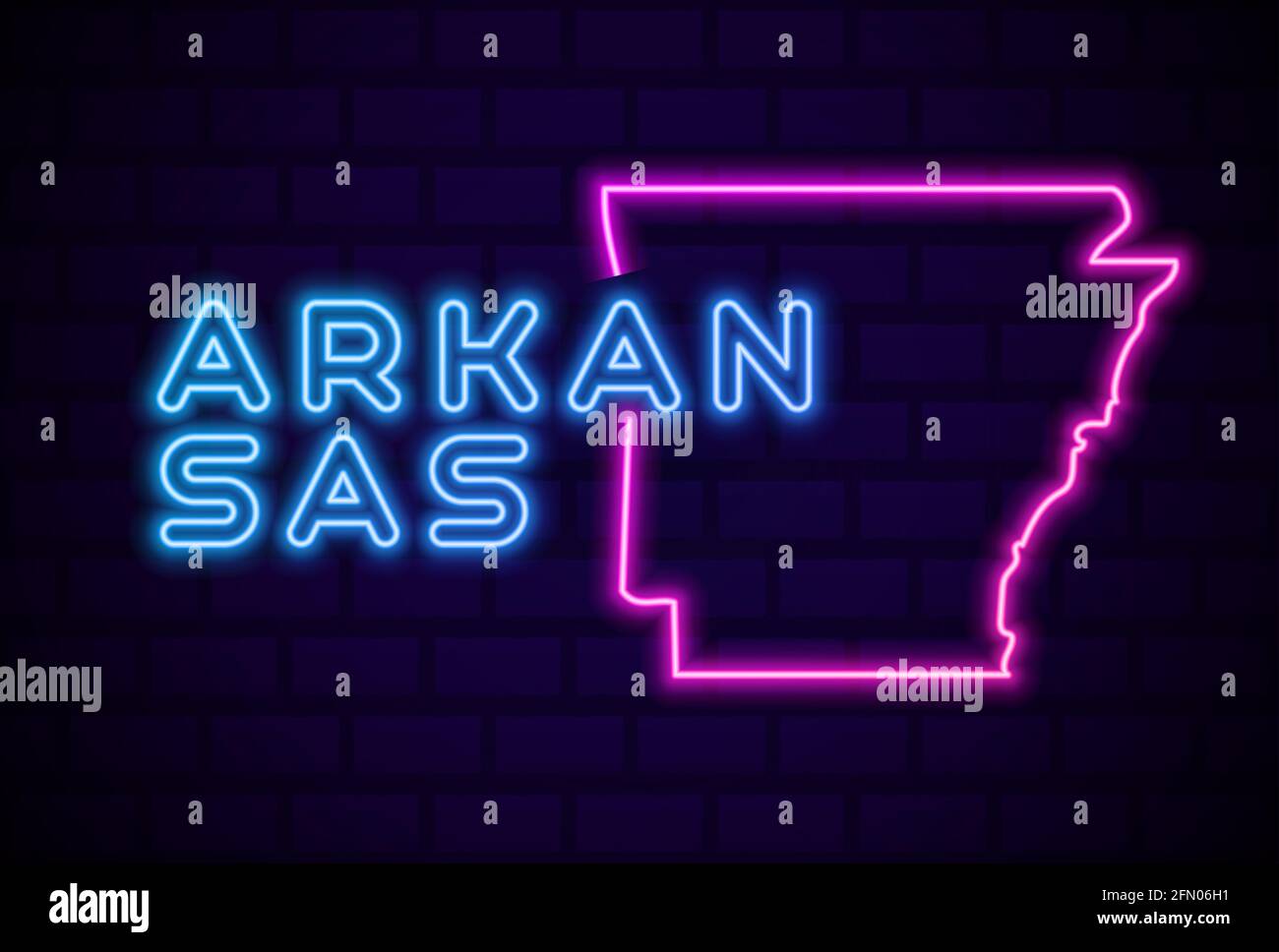 arkansas US state glowing neon lamp sign Realistic vector illustration ...