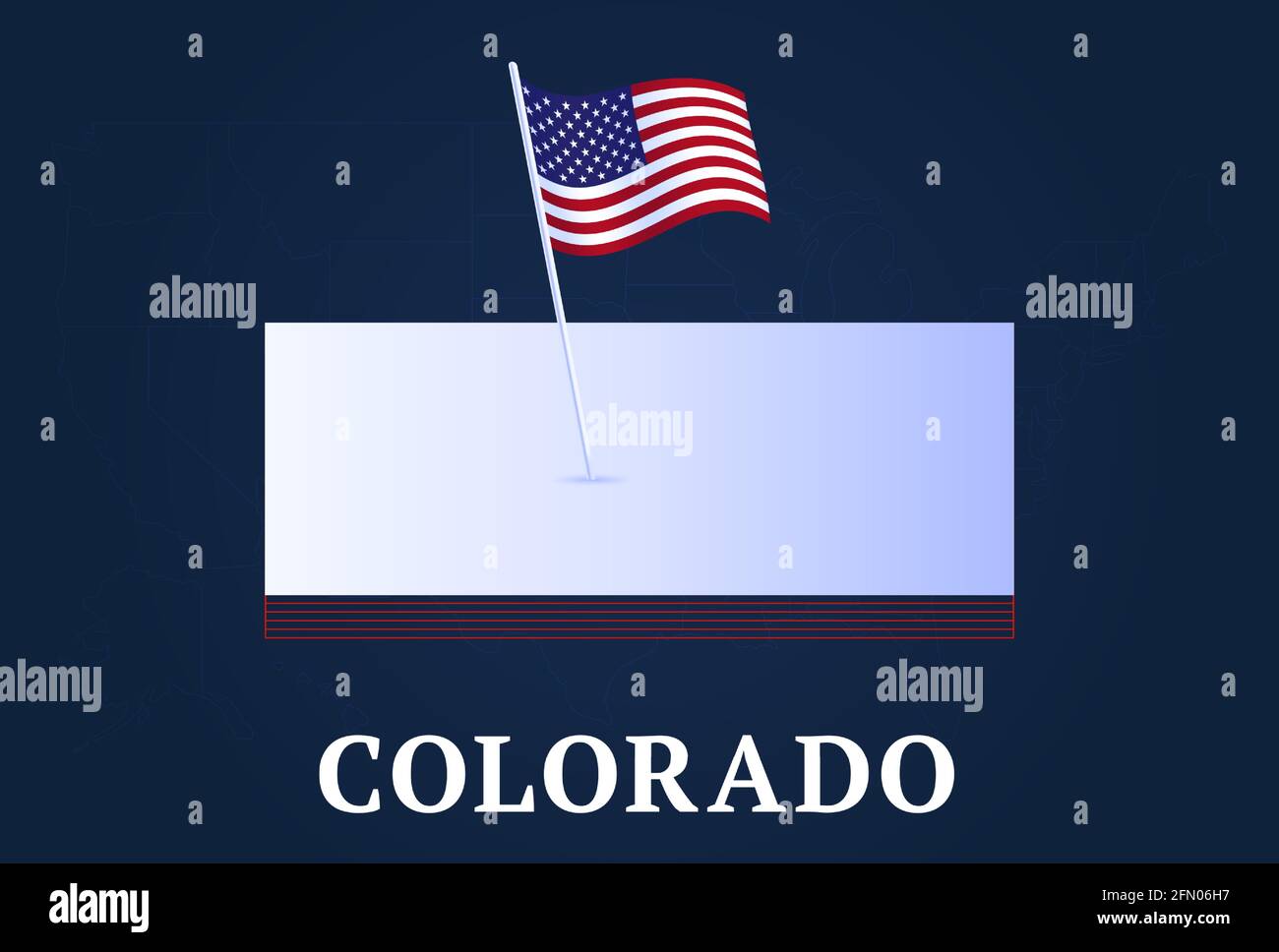 colorado state Isometric map and USA natioanl flag 3D isometric shape ...