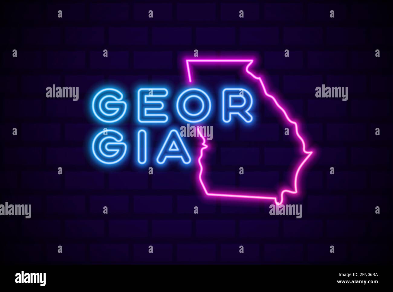 georgia US state glowing neon lamp sign Realistic vector illustration ...