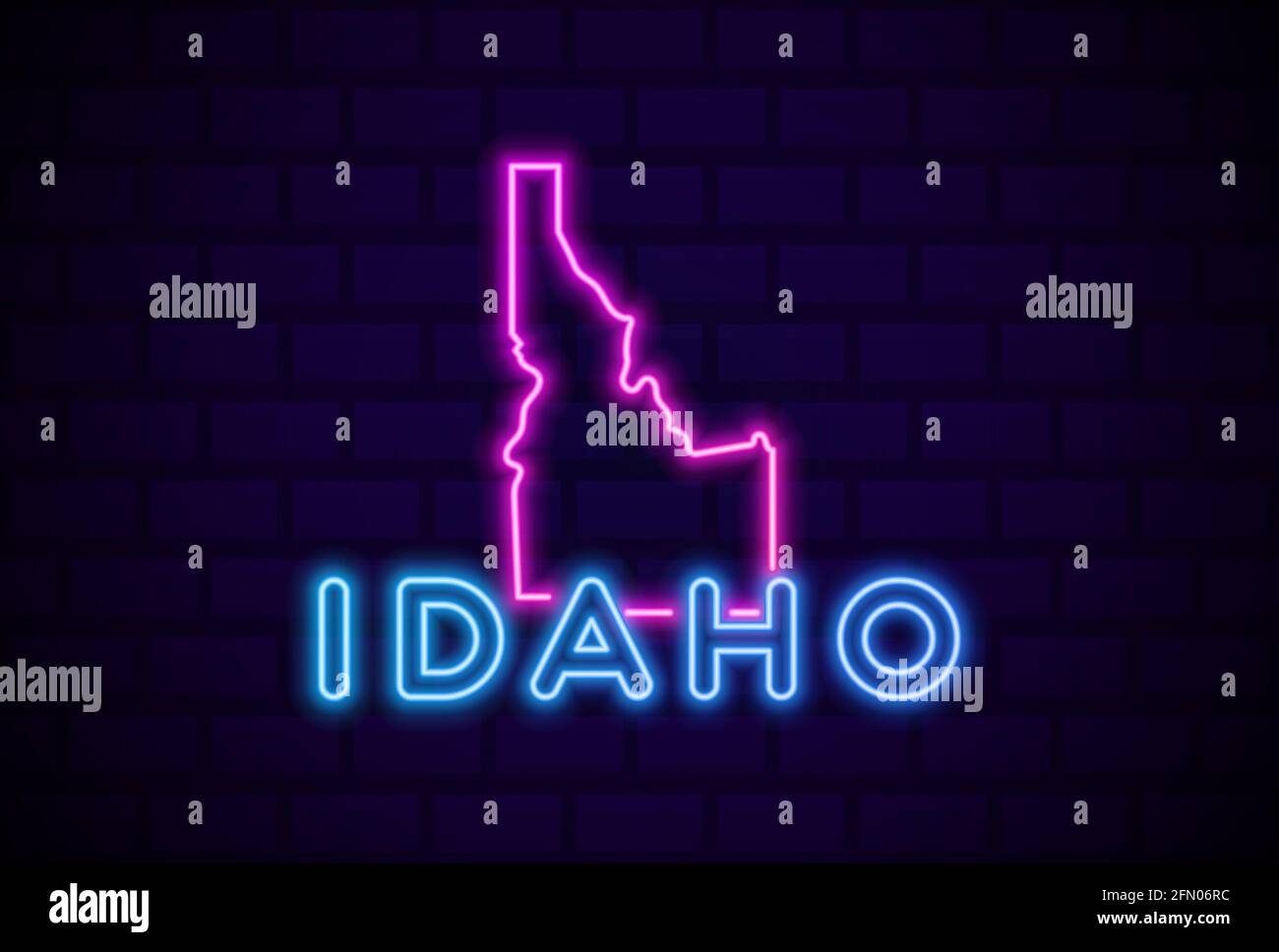 idaho US state glowing neon lamp sign Realistic vector illustration ...