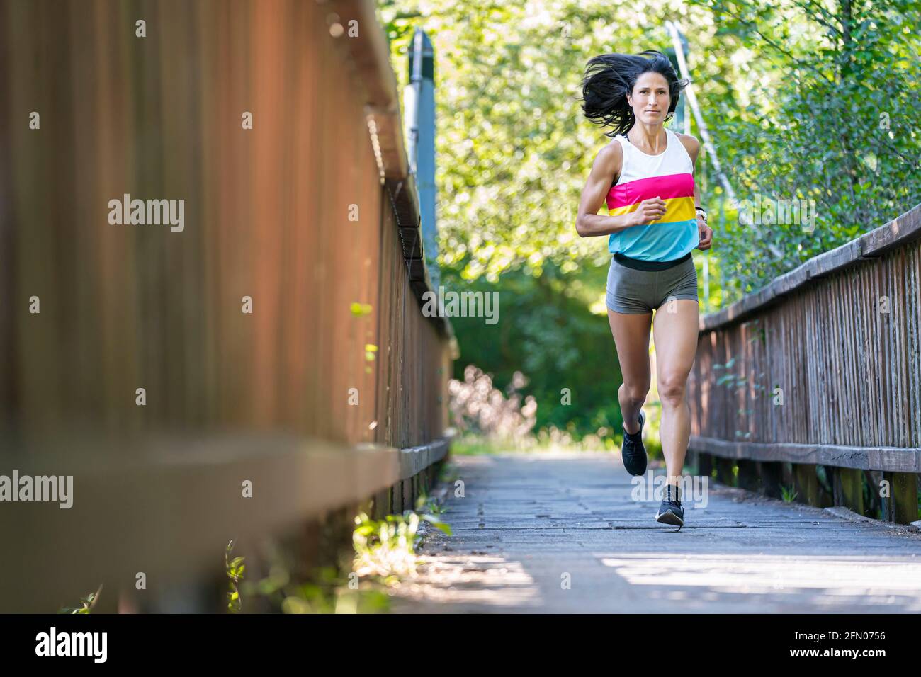 Girl running in nature, it is her healthy and free lifestyle Stock ...