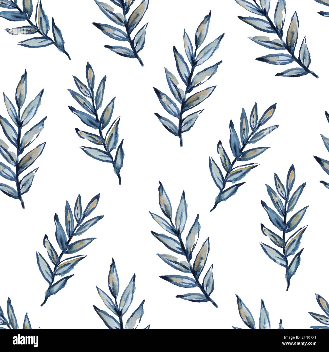 Cute minimalistic watercolor seamless pattern with blue branches Stock ...