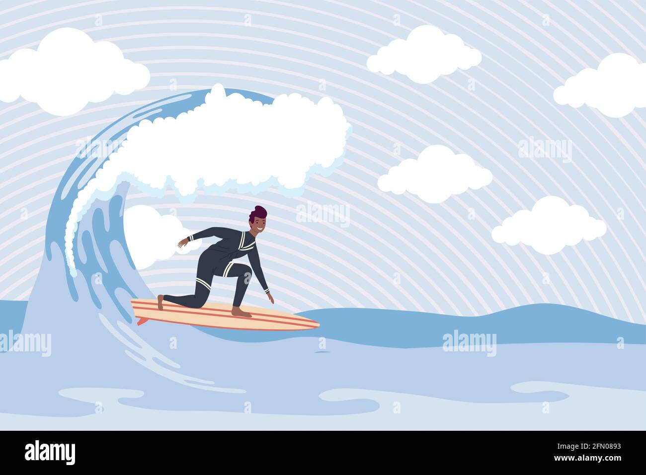 afro surfer in wave scene Stock Vector Image & Art - Alamy