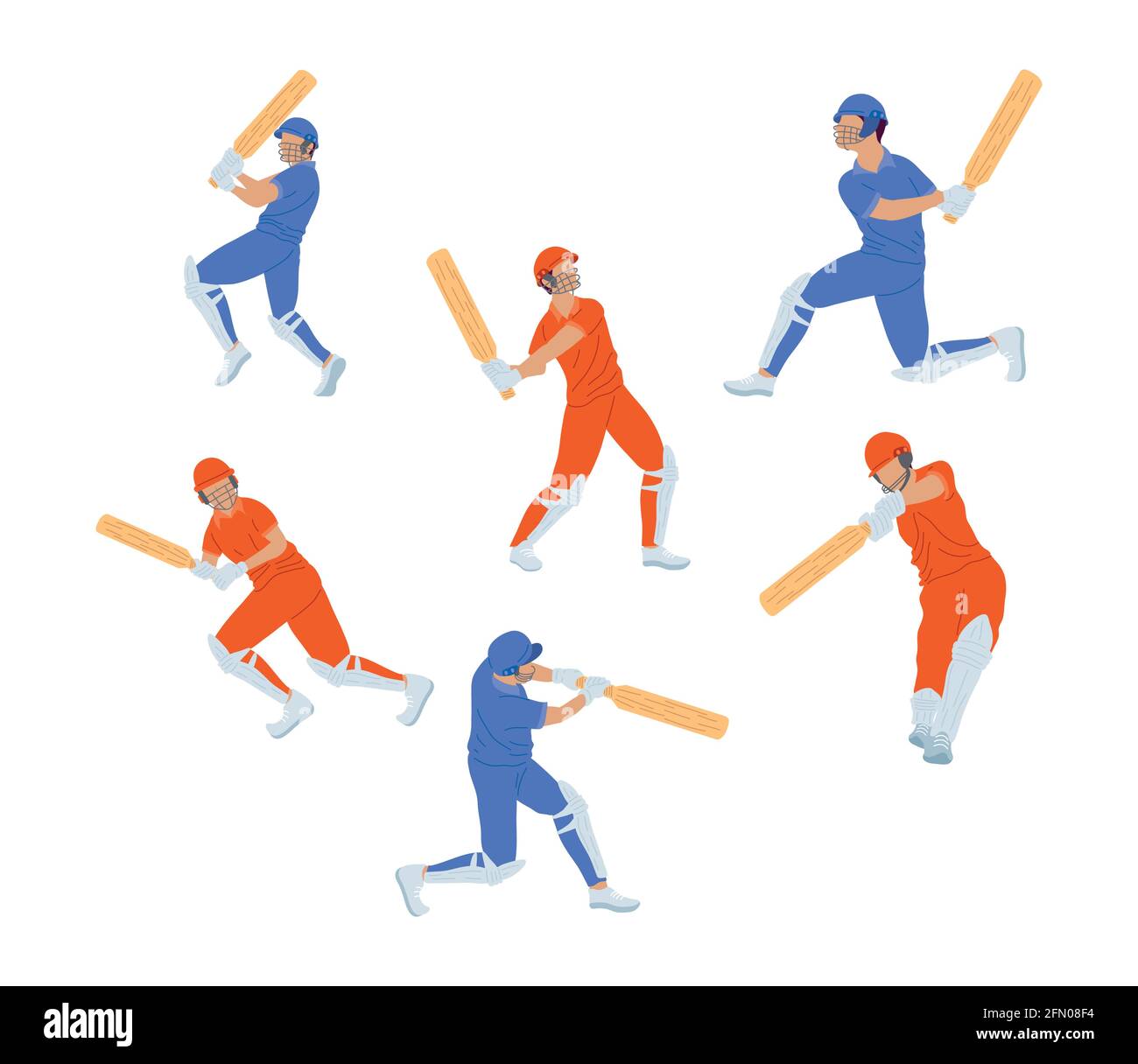 six cricket players teams characters Stock Vector Image & Art - Alamy