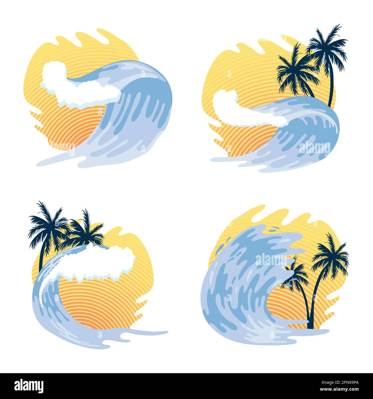 surf waves scenes set icons Stock Vector Image & Art - Alamy