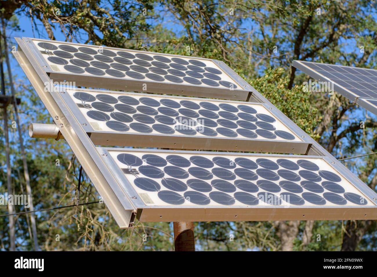 old style Solar panel on a pole Stock Photo - Alamy