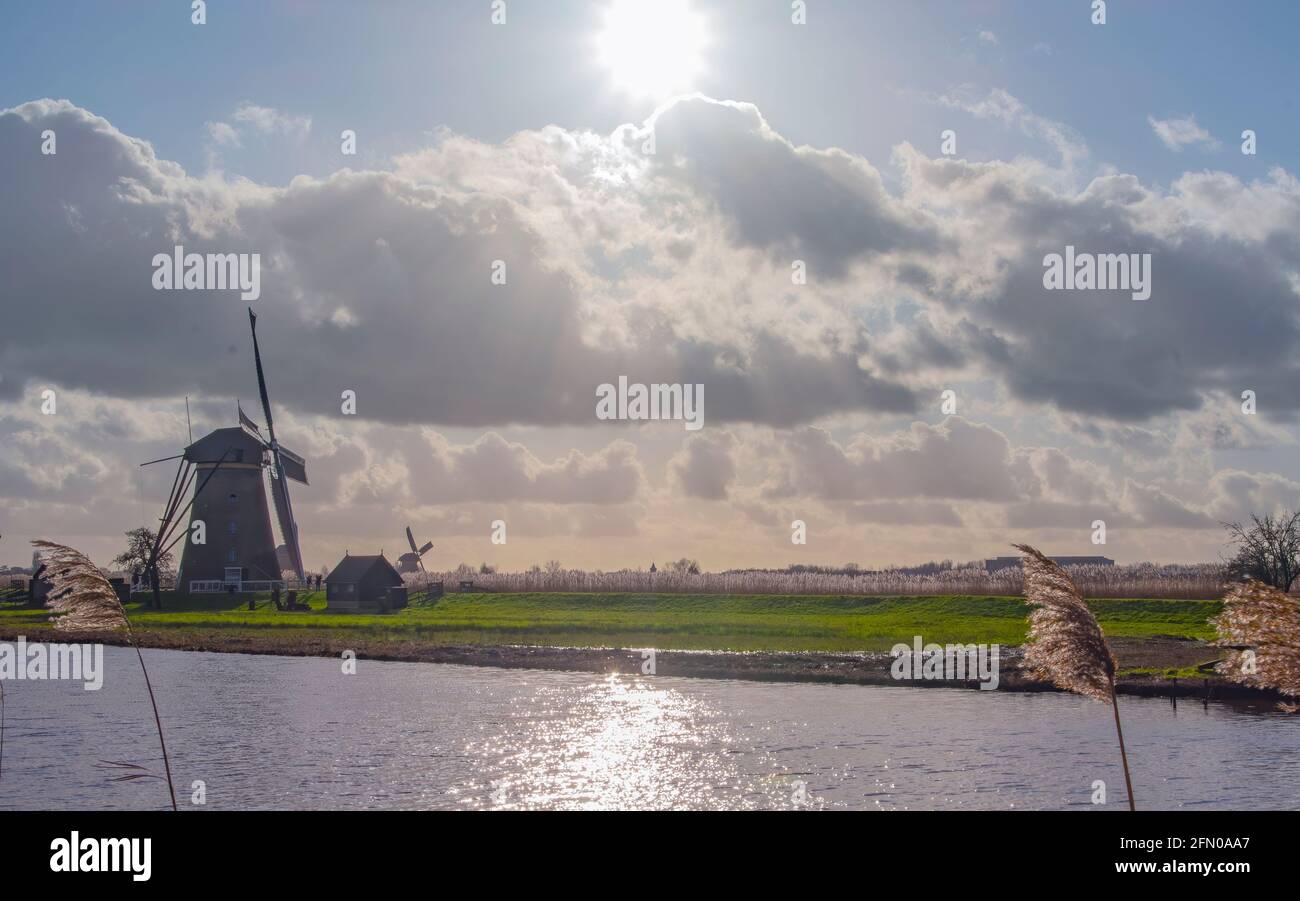 Overwaard Windmill Holland or Nederland Kinderdijk a UNESCO World ...