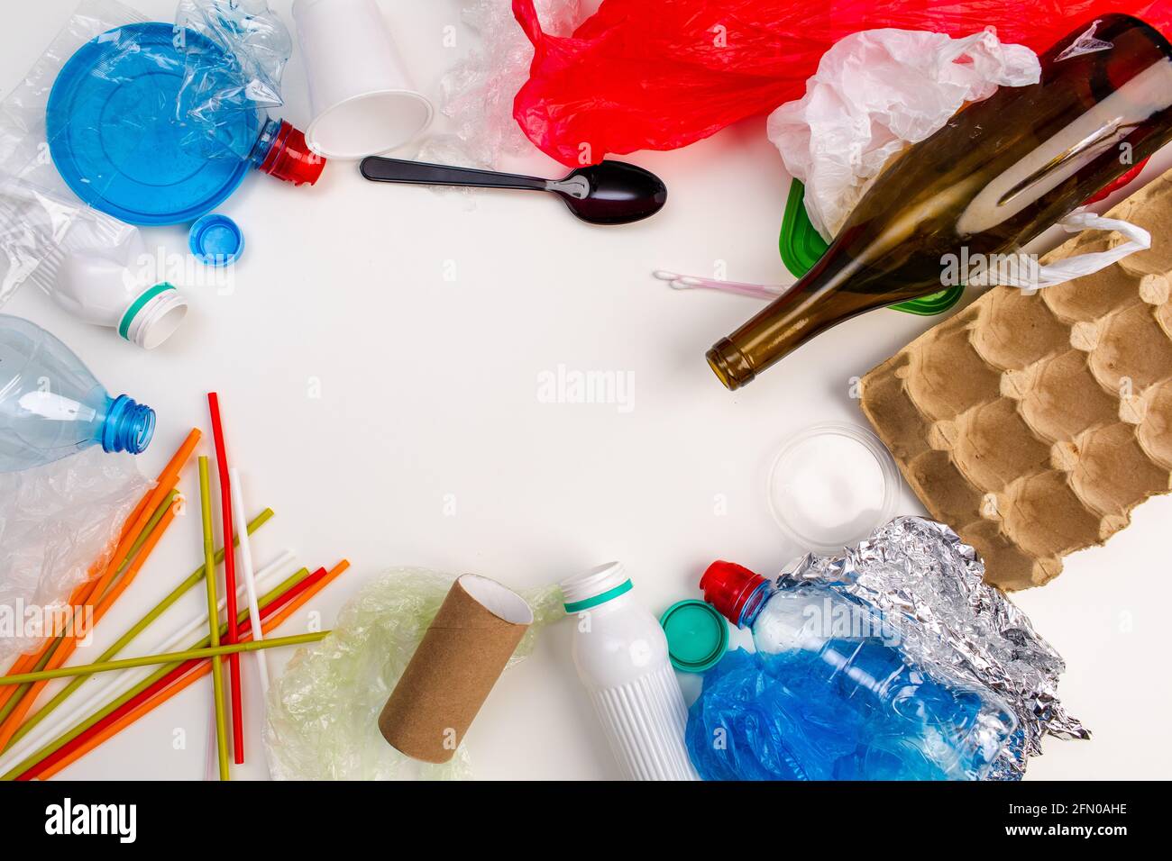 Samples of trash that can be recycled isolated on white background ...