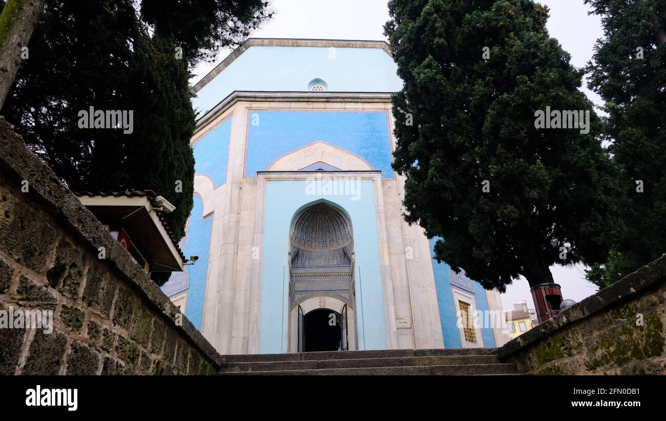 Green tomb (Yesil Turbe) with iznik pottery (cini) or tiles covered ...
