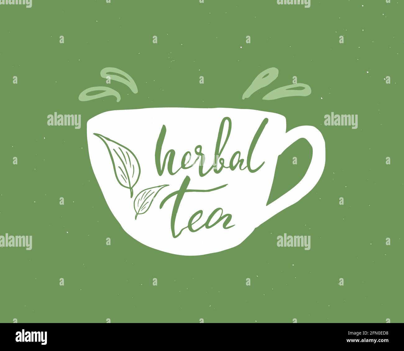 Herbal Tea lettering handwritten sign, Hand drawn grunge calligraphic ...