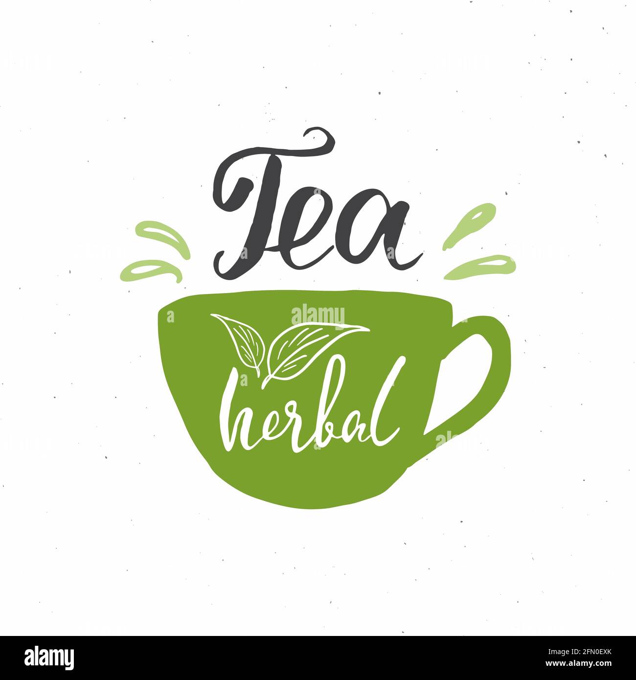 Herbal Tea lettering handwritten sign, Hand drawn grunge calligraphic ...