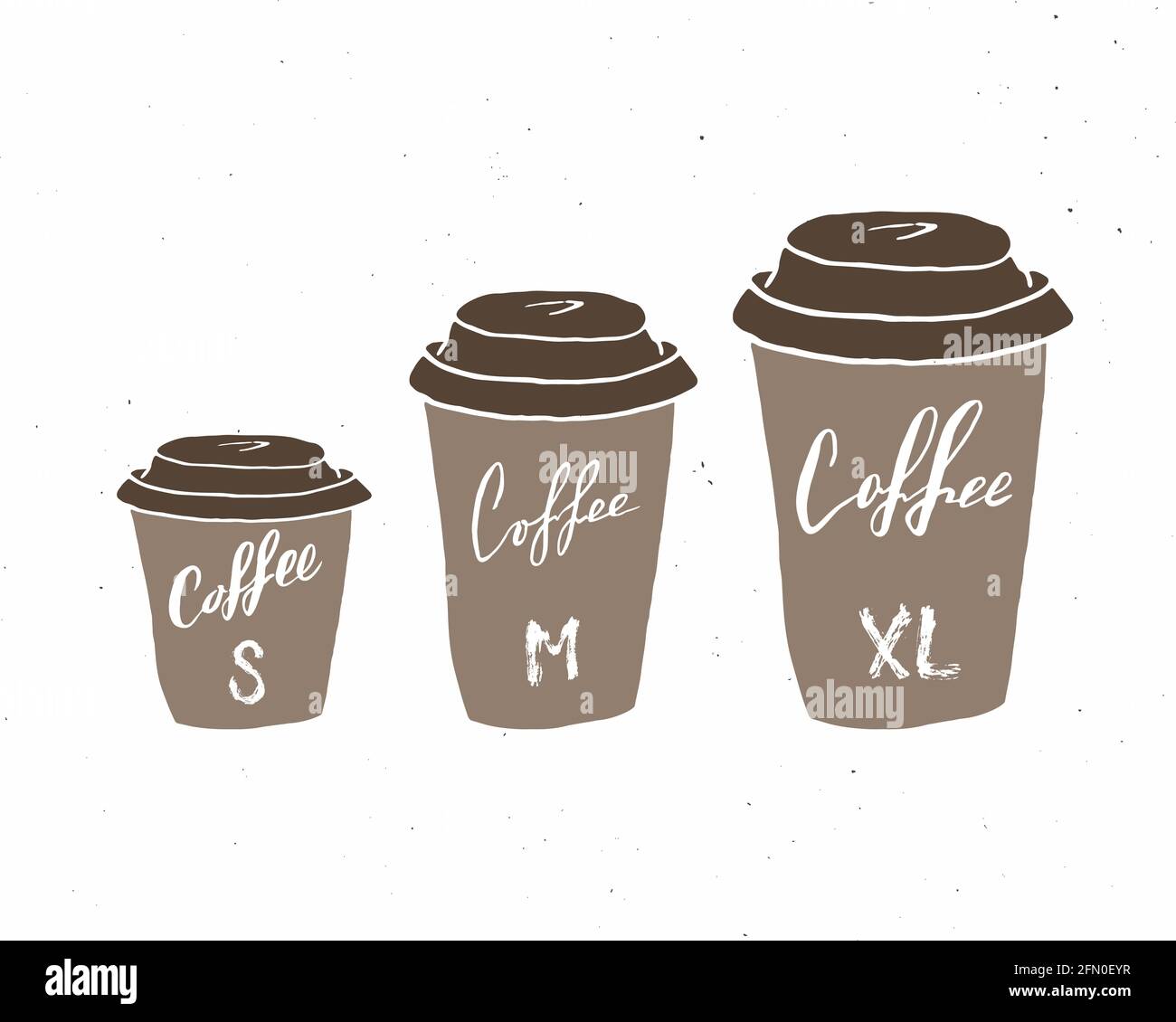 Coffee menu, mugs size chart with lettering handwritten signs, Hand ...