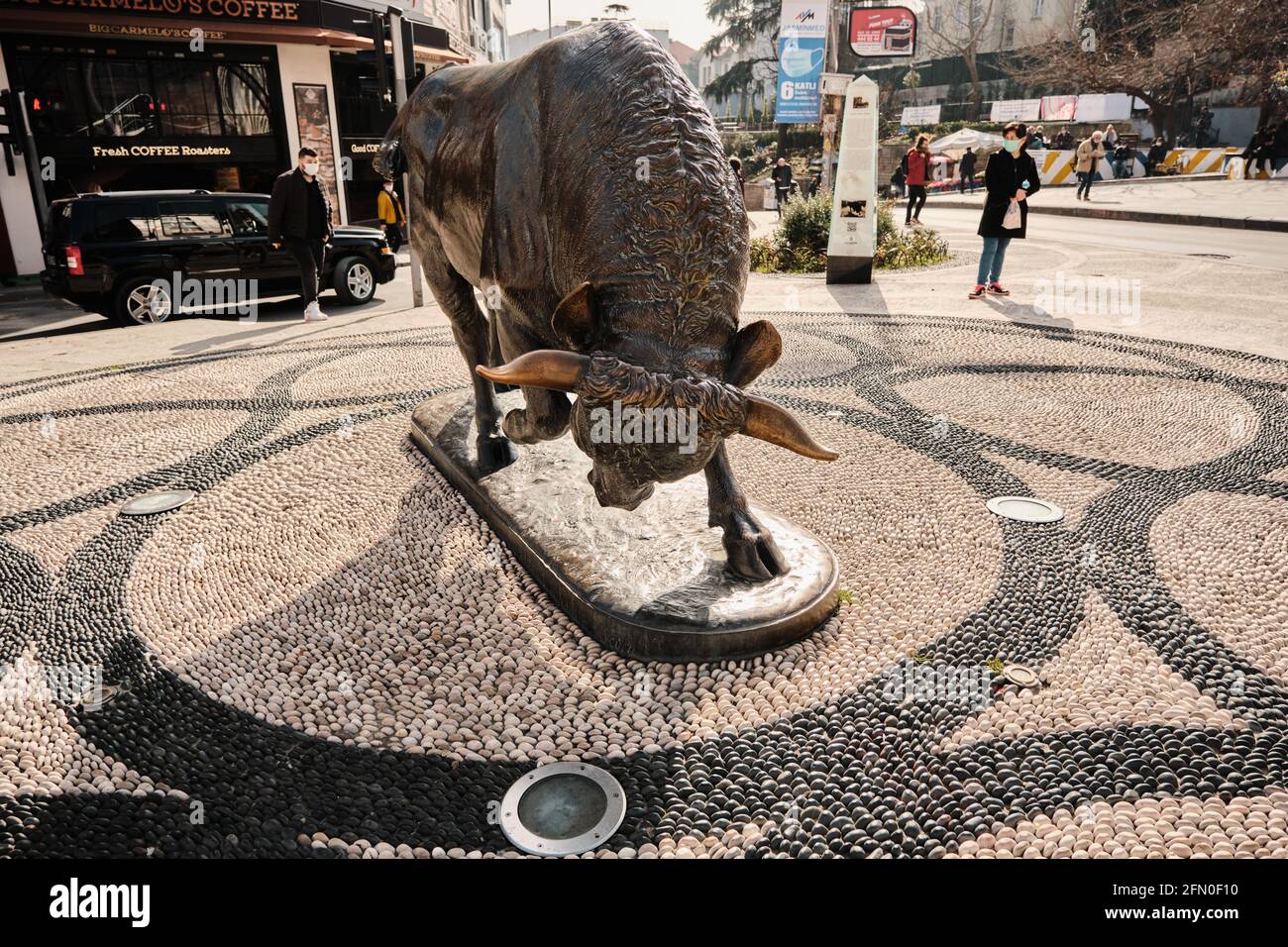 Turkey istanbul 25.02.2021. Kadikoy istanbul and famous bull (toro ...