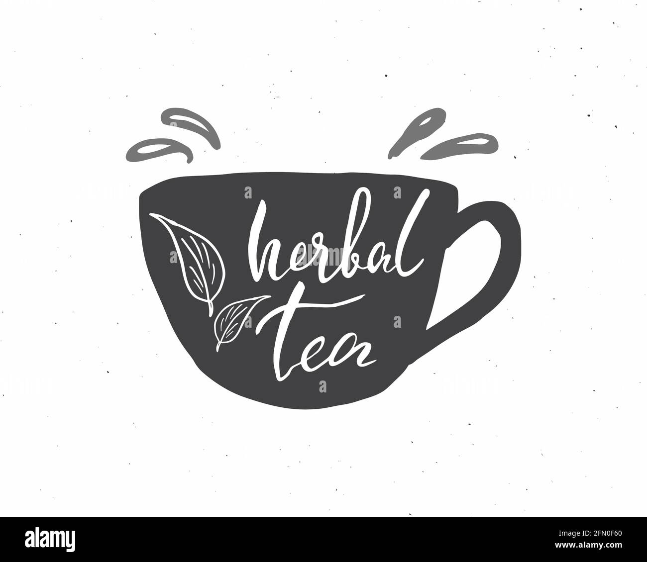 Herbal Tea lettering handwritten sign, Hand drawn grunge calligraphic ...