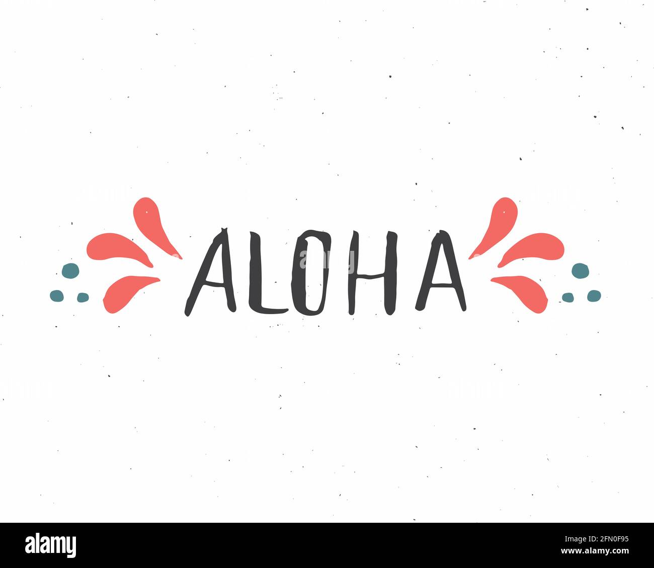 Aloha lettering handwritten sign, Hand drawn grunge calligraphic text ...