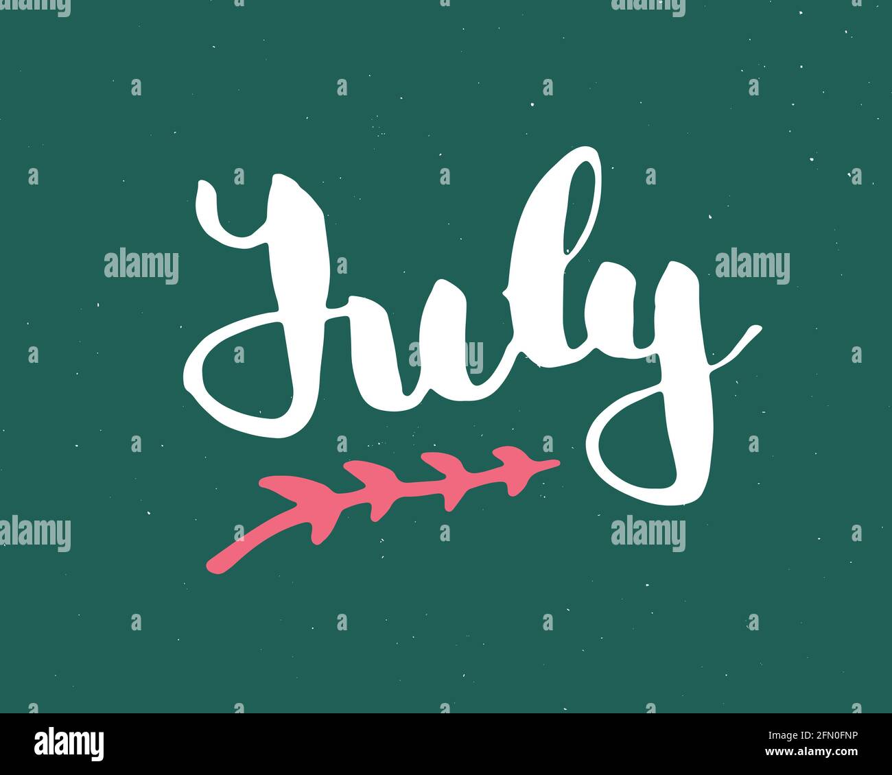 July lettering handwritten sign, Hand drawn grunge calligraphic text ...