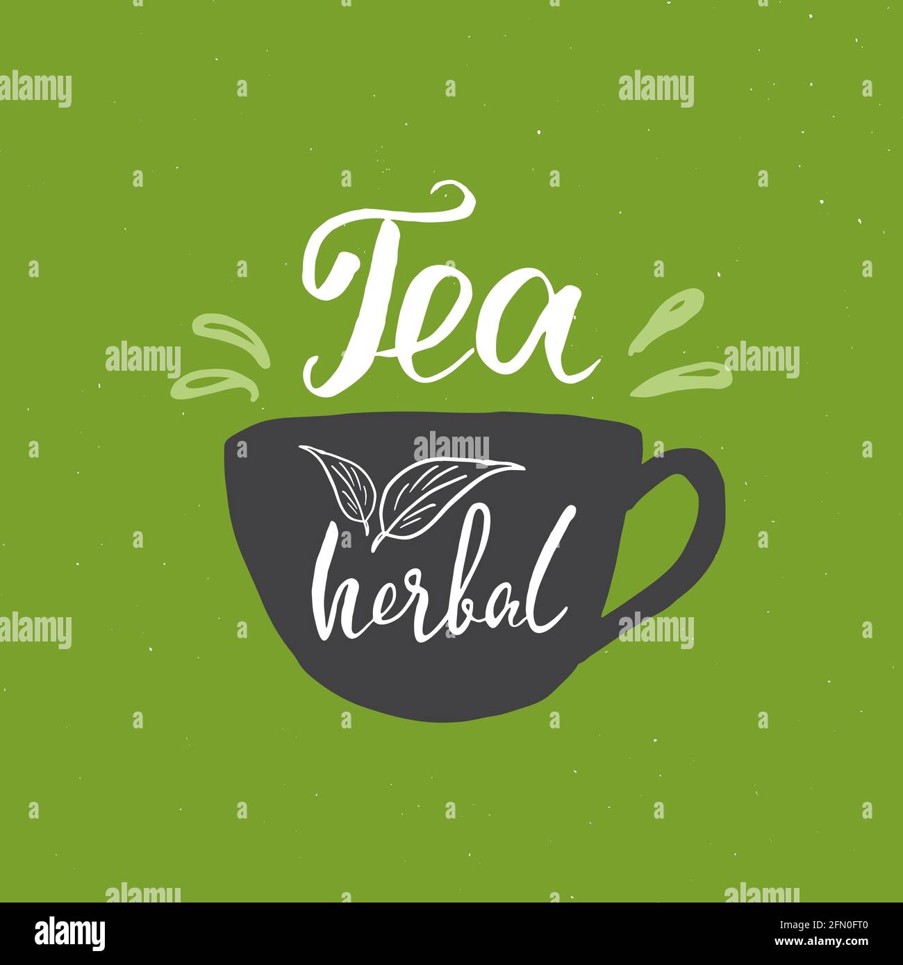 Herbal Tea lettering handwritten sign, Hand drawn grunge calligraphic ...