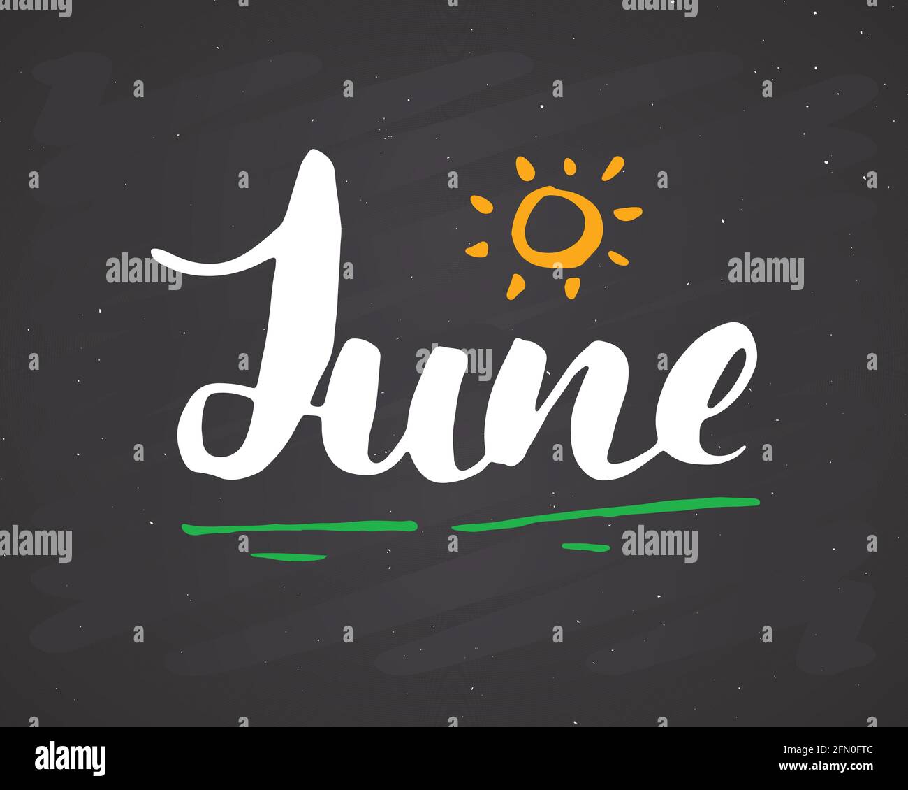 June lettering handwritten sign, Hand drawn grunge calligraphic text ...