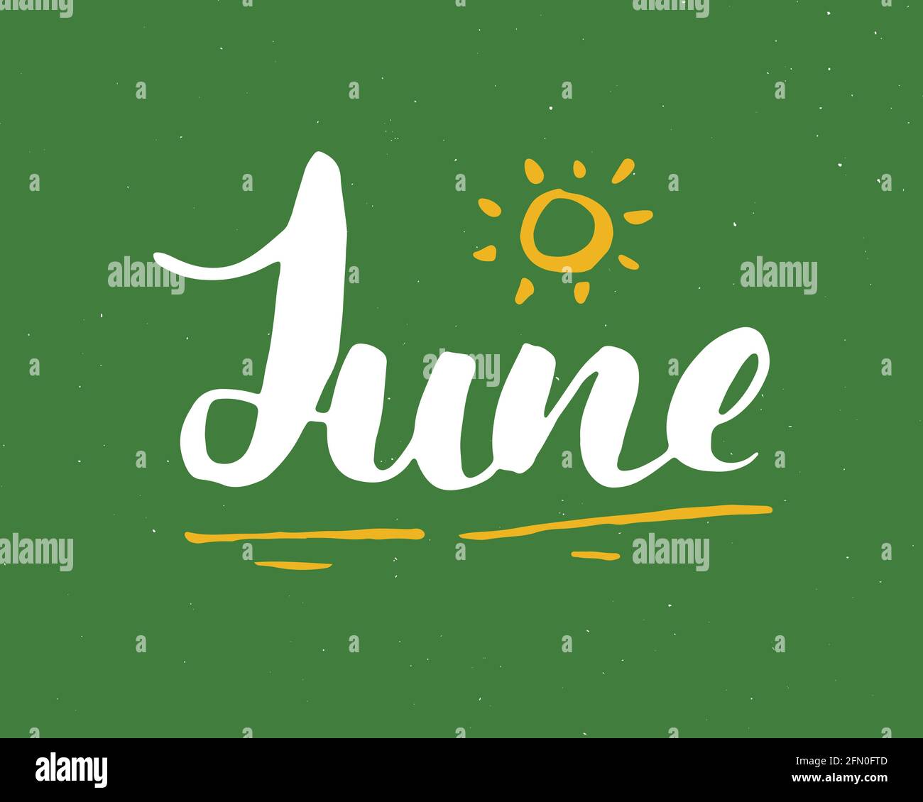 June lettering handwritten sign, Hand drawn grunge calligraphic text ...
