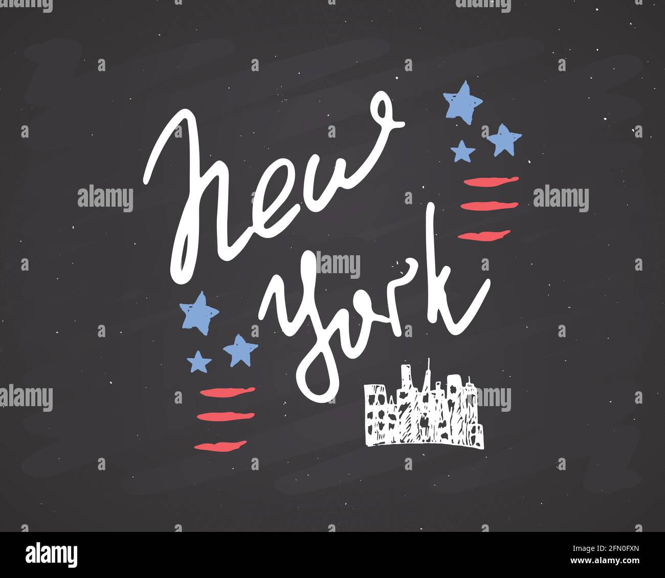 New York lettering handwritten sign, Hand drawn grunge calligraphic ...