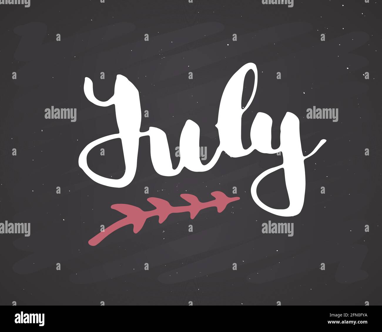 July lettering handwritten sign, Hand drawn grunge calligraphic text ...