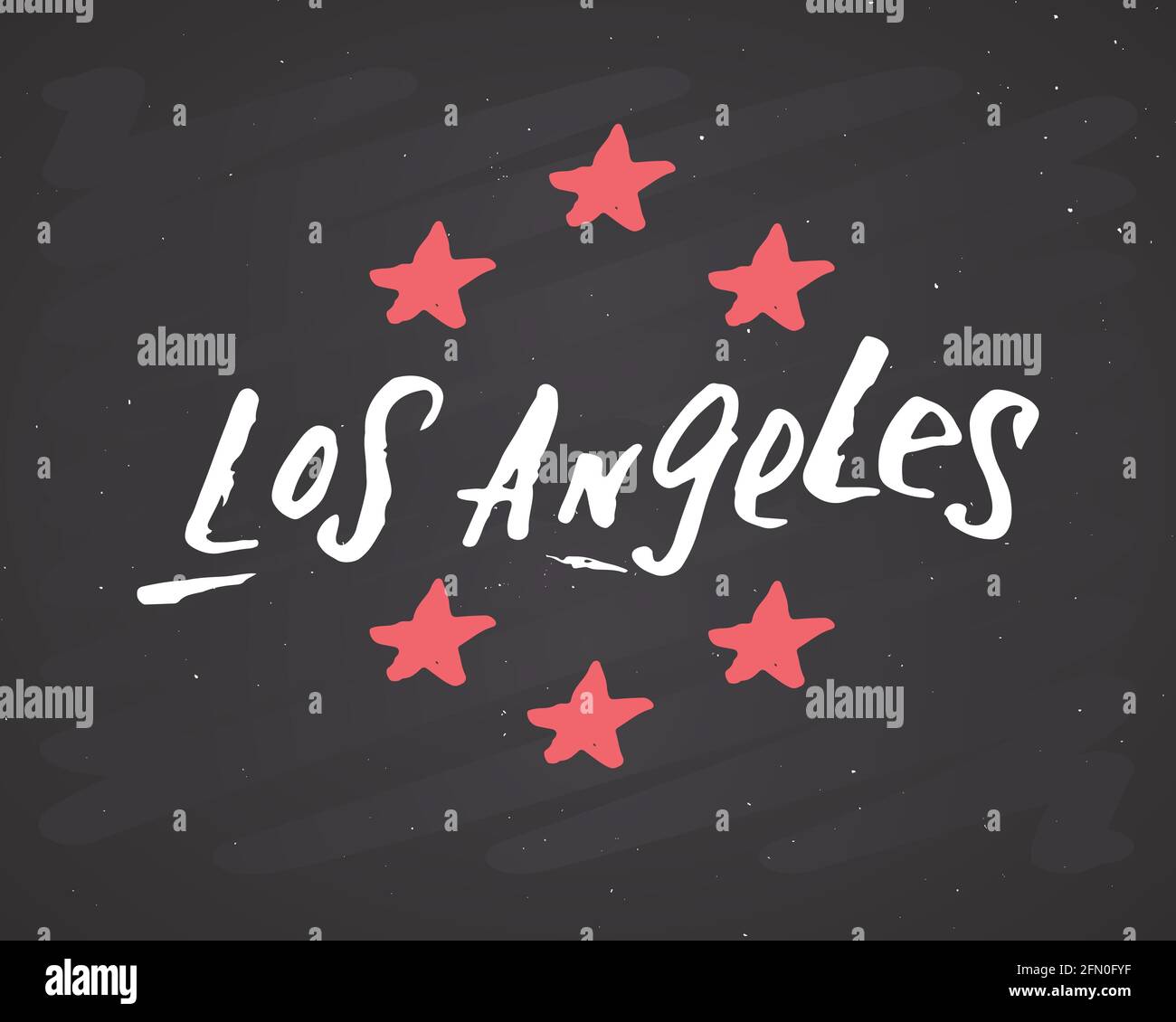 Los Angeles lettering handwritten sign, Hand drawn grunge calligraphic ...
