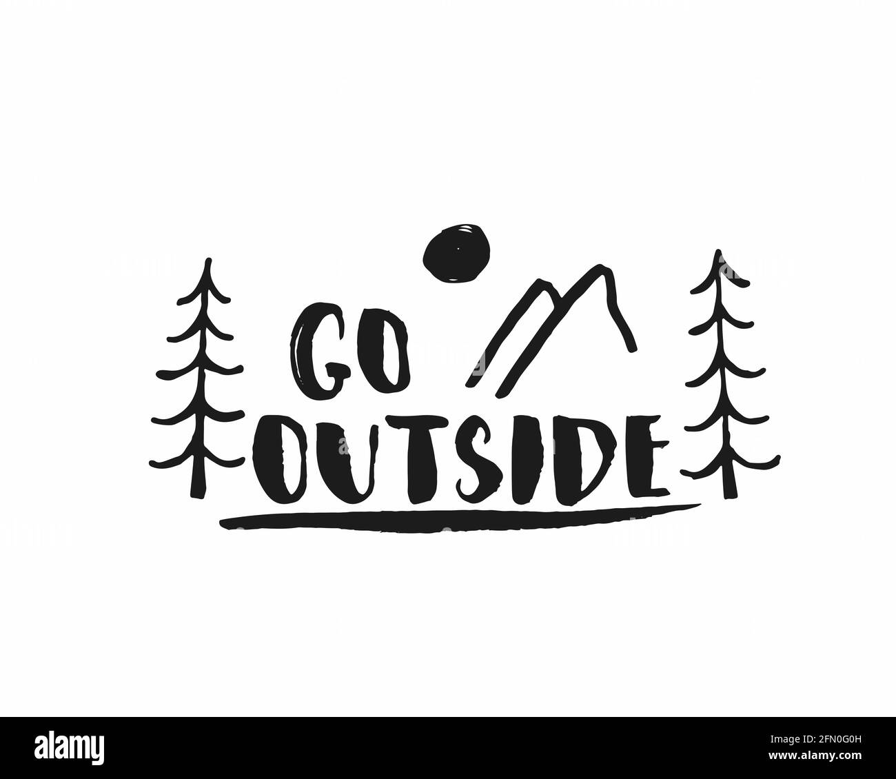 Hand Drawn Mountains Badge Wilderness Stock Vector Images - Alamy