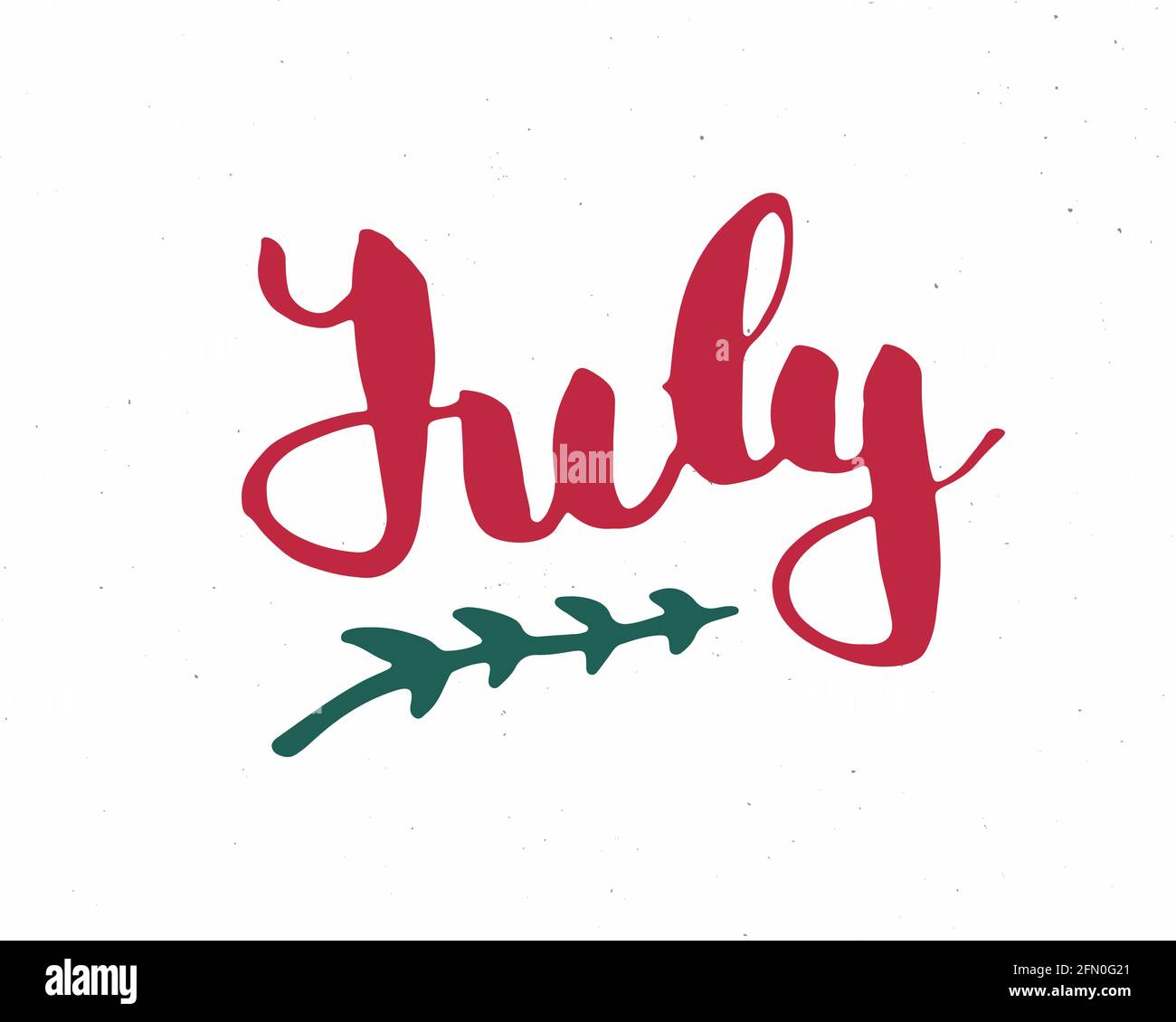 July lettering handwritten sign, Hand drawn grunge calligraphic text ...