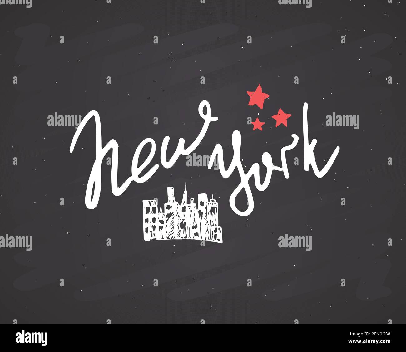 New York lettering handwritten sign, Hand drawn grunge calligraphic ...