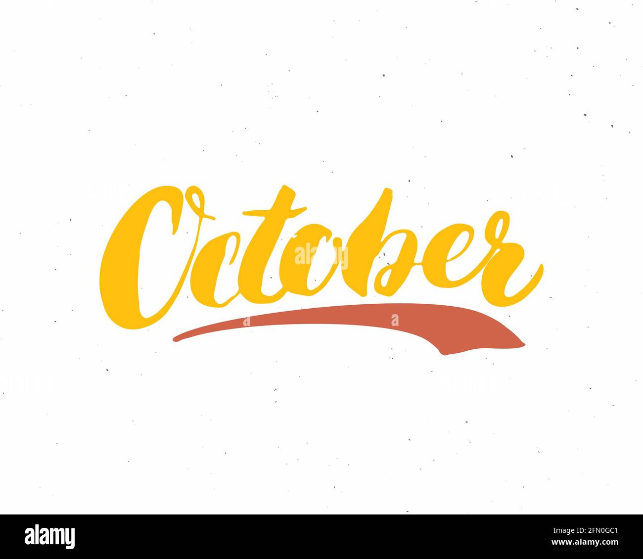 October lettering handwritten sign, Hand drawn grunge calligraphic text ...