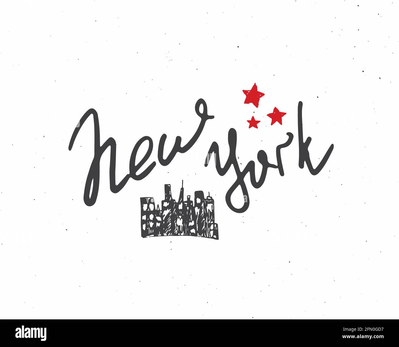 New York lettering handwritten sign, Hand drawn grunge calligraphic ...