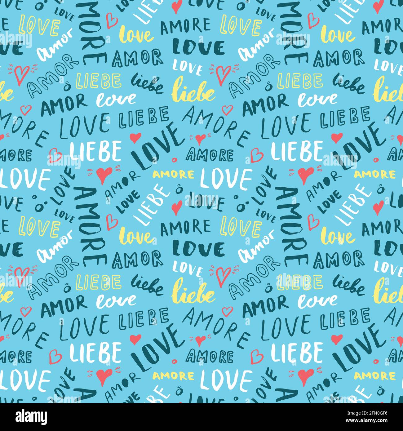 Love lettering seamless pattern vector illustration. Love written in ...