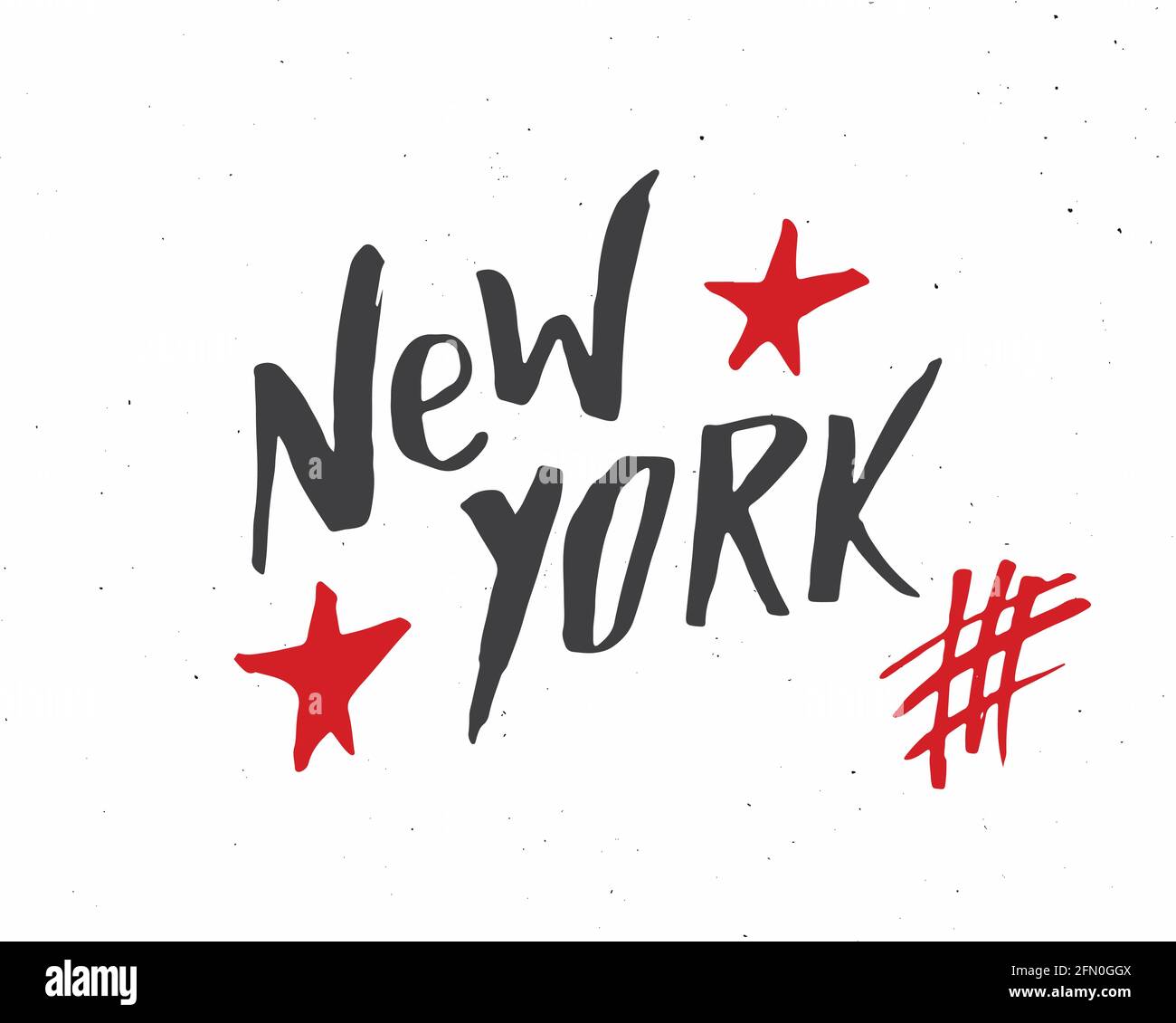 New York lettering handwritten sign, Hand drawn grunge calligraphic ...
