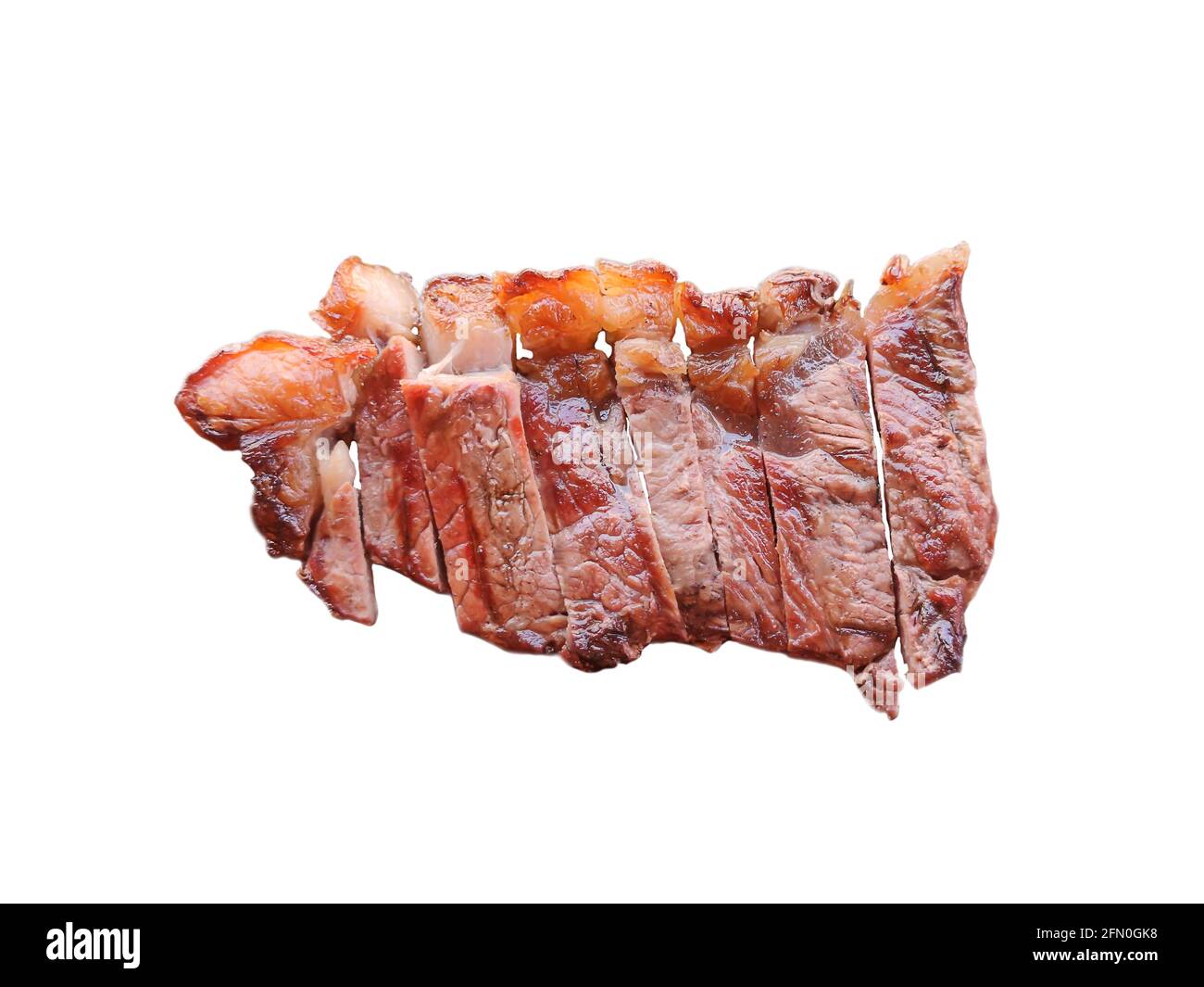Closeup of freshly cut steak isolated on a white background Stock Photo ...