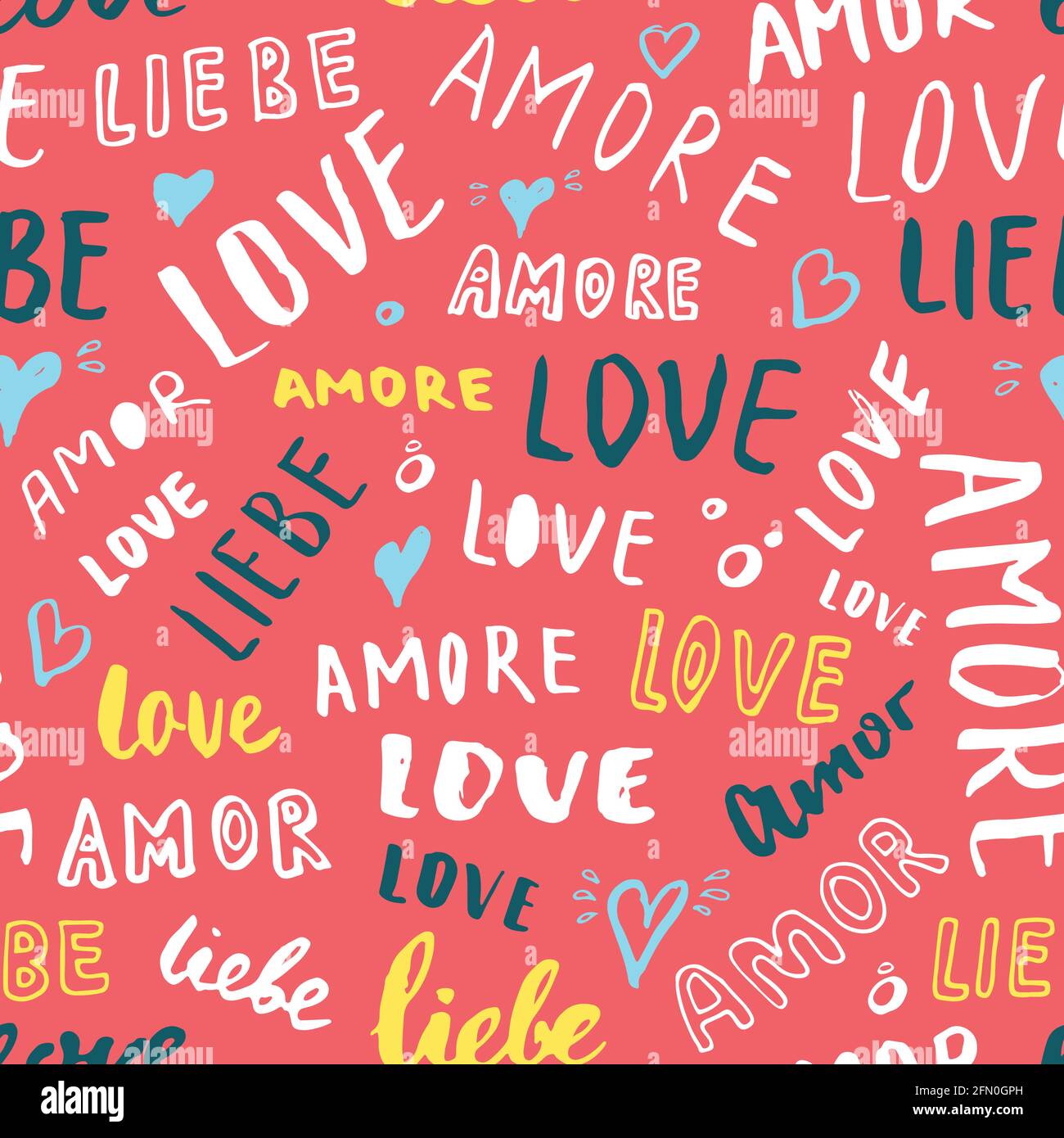Love lettering seamless pattern vector illustration. Love written in ...