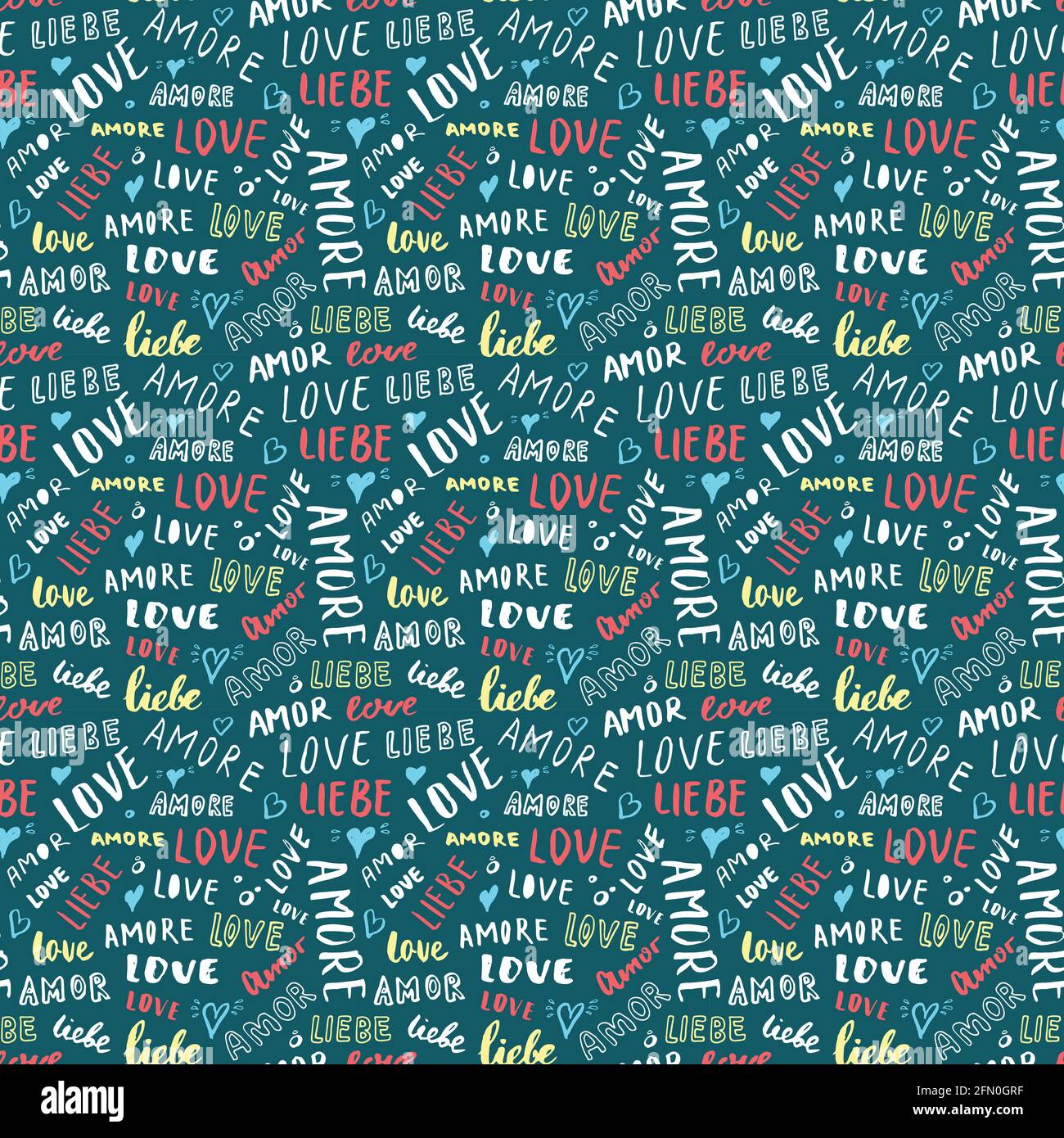 Love lettering seamless pattern vector illustration. Love written in ...
